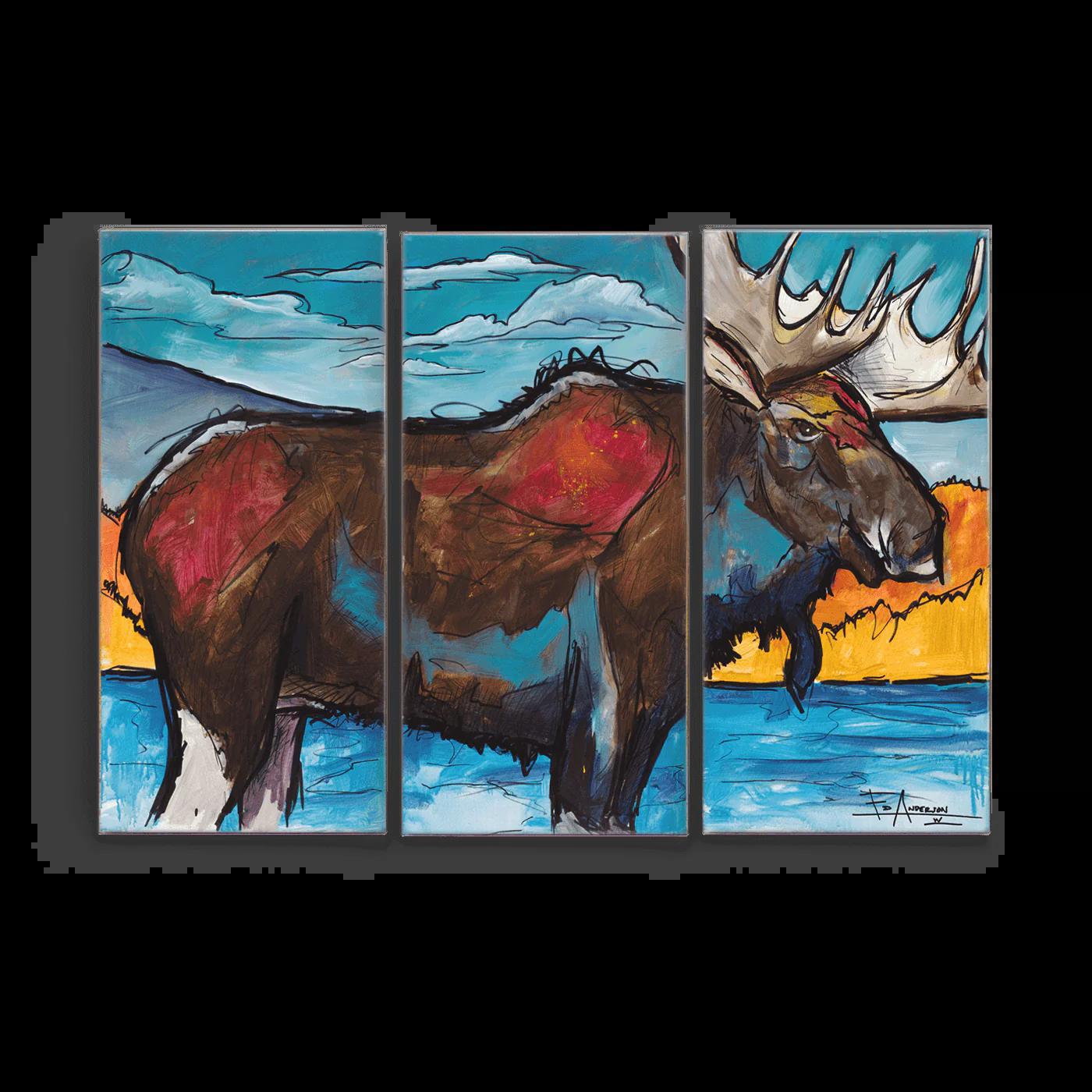 Moose 3 Panel Aluminum Box Art – Out West Trading Company